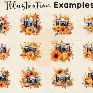 56 Autumn Boho Camera, Watercolor Clipart, Fall Clipart, Scrapbook ...