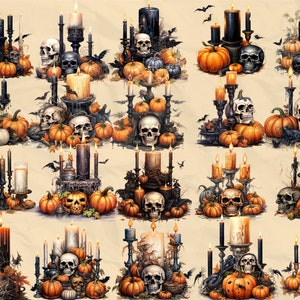 105 Halloween Candles Clipart, Watercolor Clipart, Halloween PNG ...