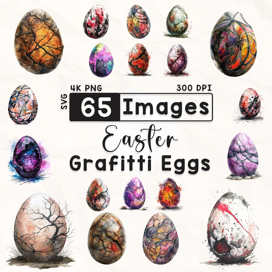 65 Easter Egg Clipart Bundle, Watercolor Easter Clipart, Bunny Clipart ...