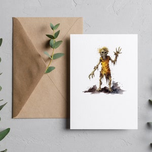 48 Spooky Halloween Zombie Caveman Clipart, Watercolor Clipart ...