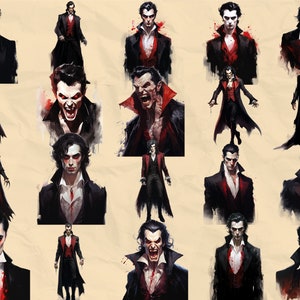 53 Halloween Gothic Vampire Clipart, Watercolor Clipart, Halloween PNG ...