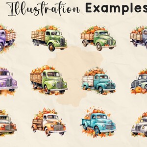 77 Autumn Truck With Pumpkin Clipart, Watercolor Clipart, Fall Season ...