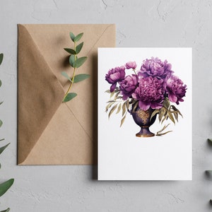 377 Purple Peonies Clipart Bundle, Watercolor Floral Clipart, Peony ...