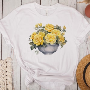 296 Yellow and Grey Roses Clipart Bundle, Watercolor Floral Clipart ...