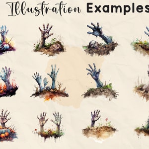 103 Halloween Zombie Hand Clipart, Watercolor Clipart, Halloween PNG ...