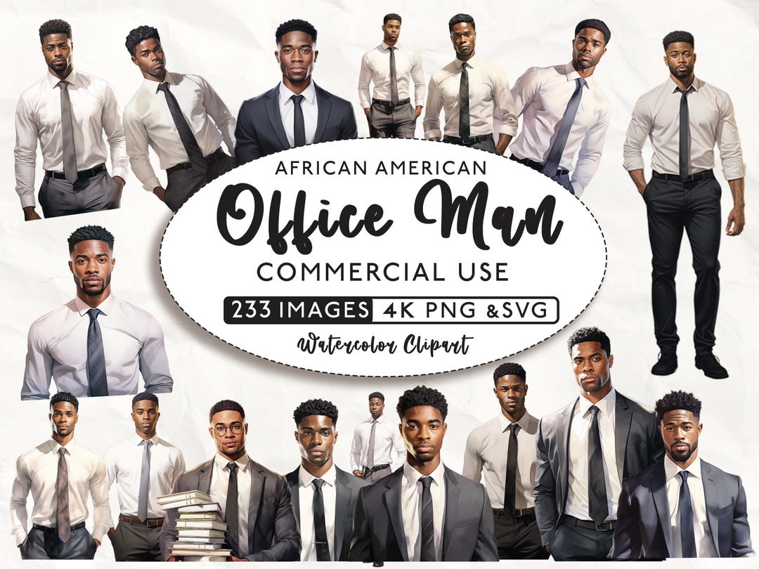 233 Black Office Man Bundle, Black Man Clipart, Commercial Use, Digital ...
