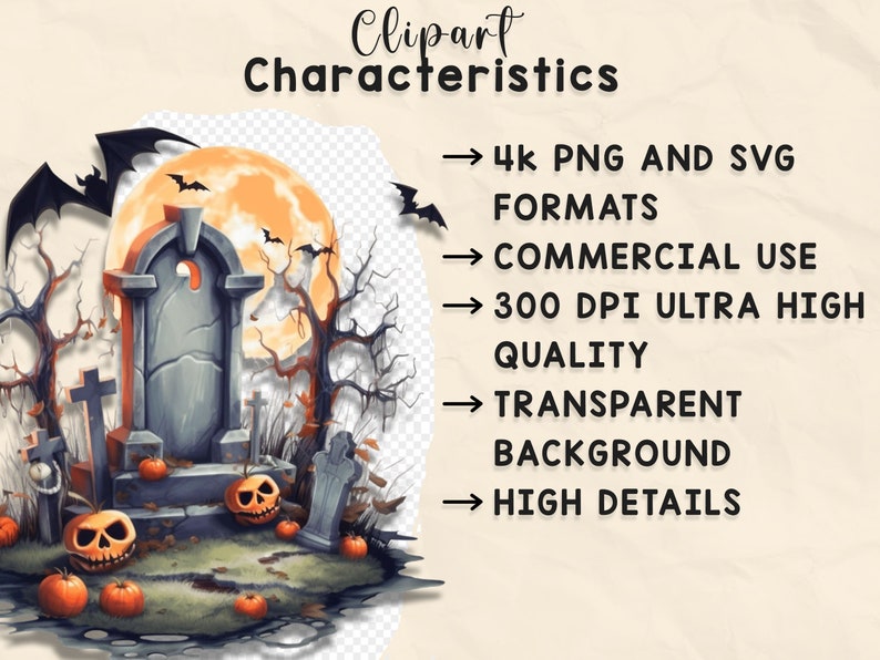66 Halloween Graveyard Clipart Watercolor Clipart Halloween - Etsy