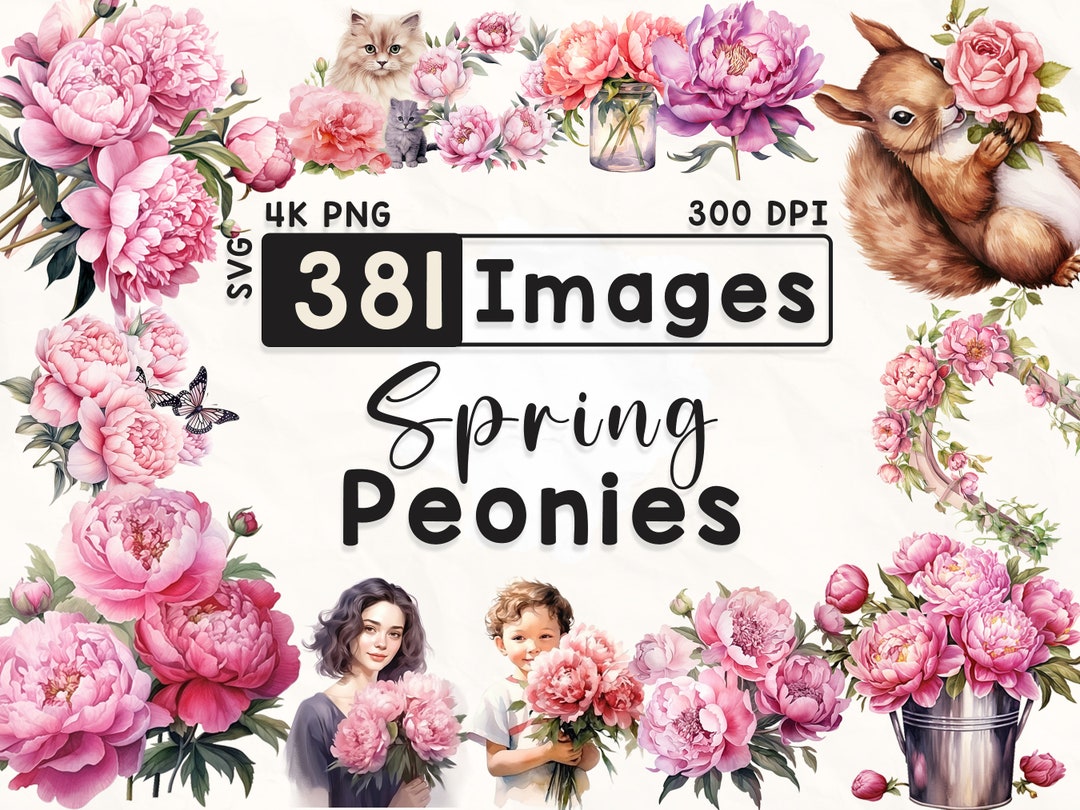 381 Peonies Clipart Bundle, Watercolor Floral Clipart, Peony Clipart ...