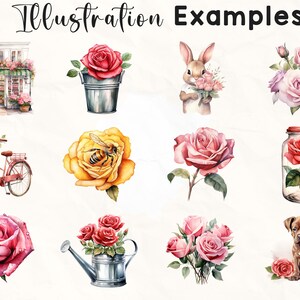 391 Roses Clipart Bundle, Watercolor Floral Clipart, Rose Clipart ...