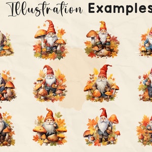 66 Autumn Garden Gnomes Clipart, Watercolor Clipart, Fall Season ...