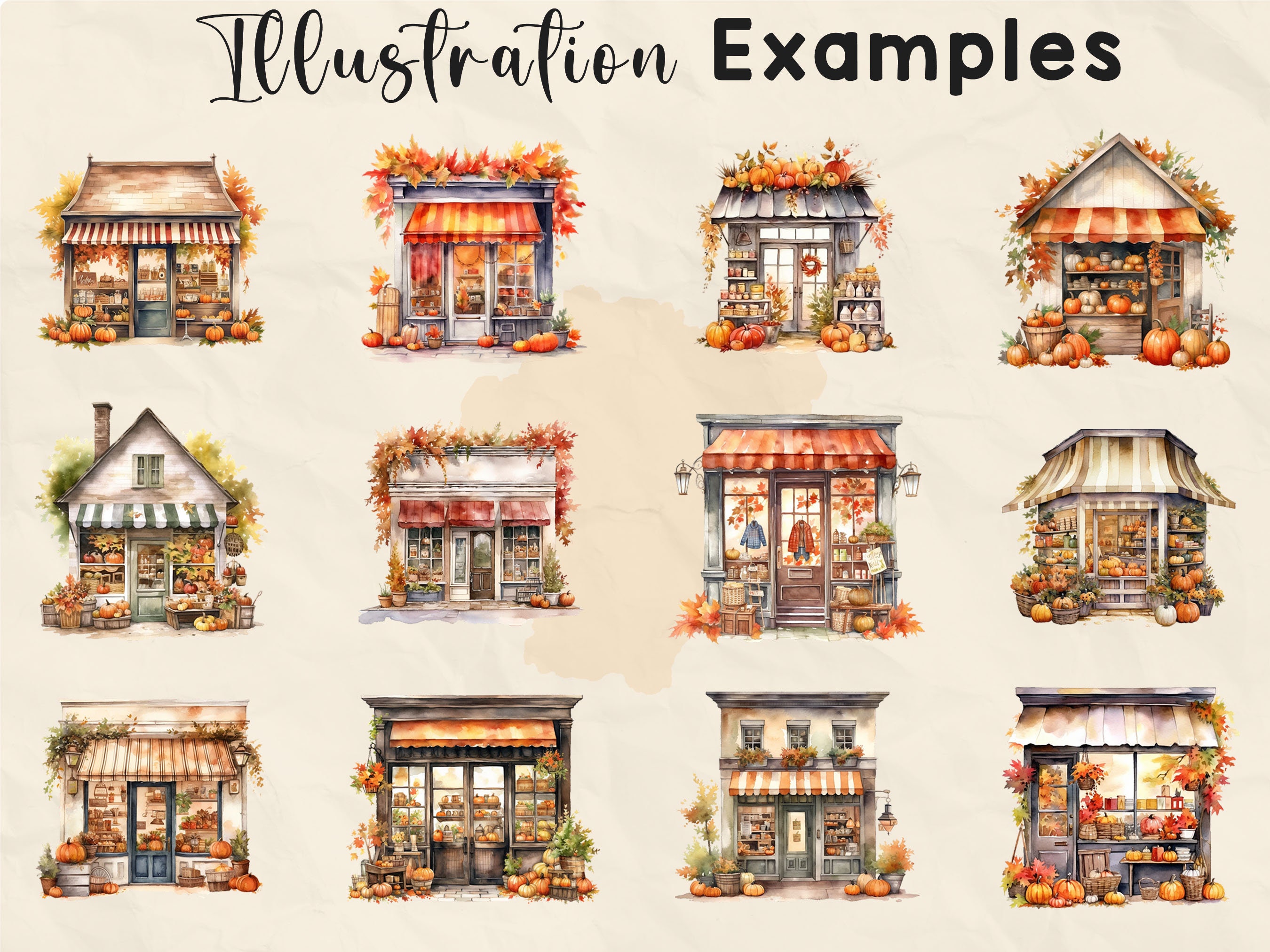 82 Autumn Storefront Clipart Watercolor Clipart Fall Season - Etsy