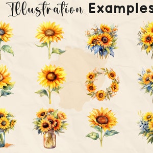 71 Autumn Sunflower Clipart Watercolor Clipart Fall Season - Etsy