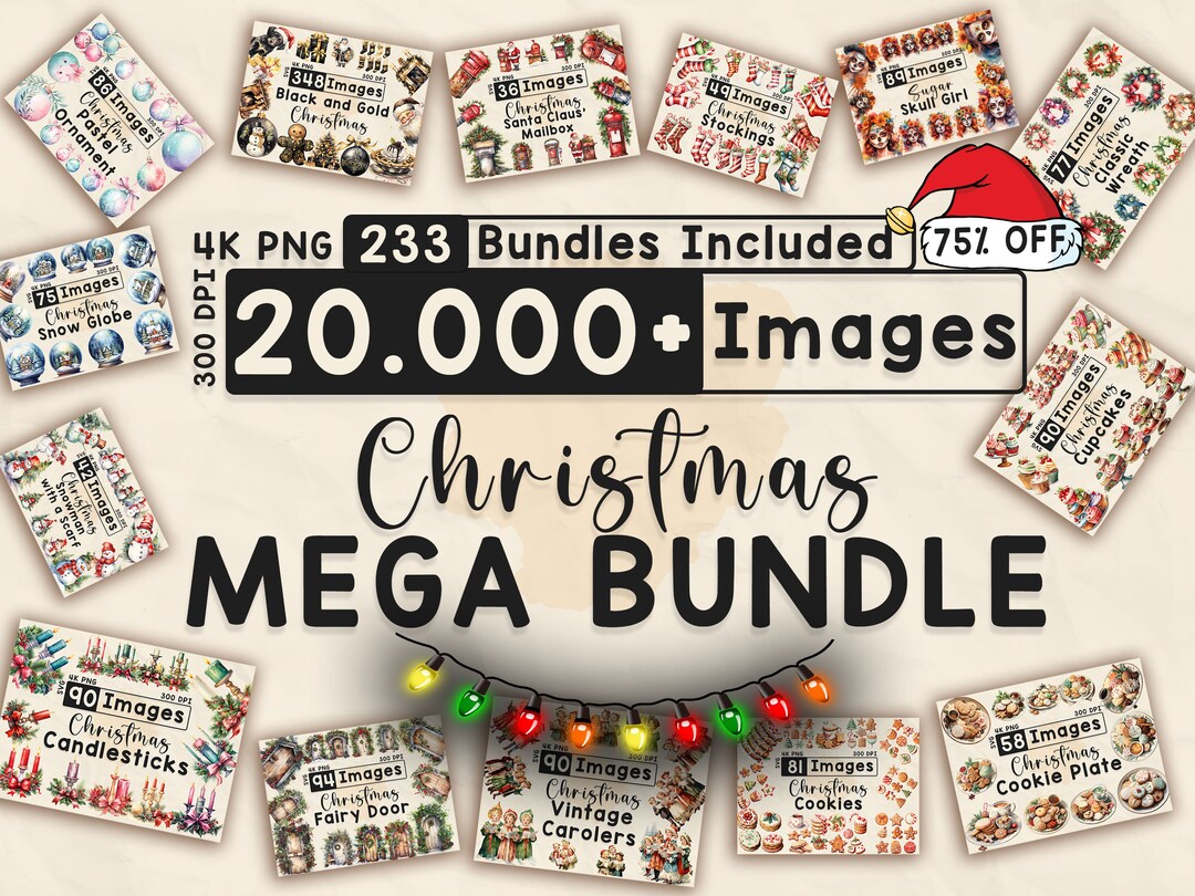 20.000+ Christmas MEGA BUNDLE Clipart, Watercolor Clipart, Christmas ...
