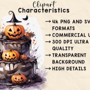 63 Halloween Cakes Clipart, Watercolor Clipart, Halloween PNG, Spooky ...