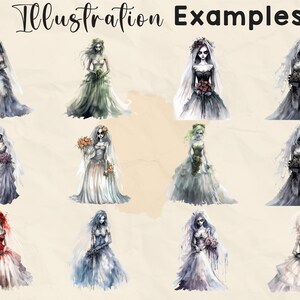 91 Spooky Halloween Ghost Bride Clipart, Watercolor Clipart, Halloween ...