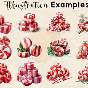 Christmas Peppermint Candy Clipart, Watercolor Clipart, Christmas PNG ...