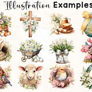 800 Vintage Easter Clipart Bundle, Watercolor Easter Clipart, Bunny ...