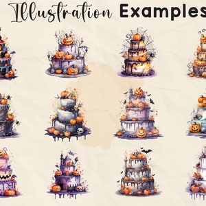 63 Halloween Cakes Clipart, Watercolor Clipart, Halloween PNG, Spooky ...