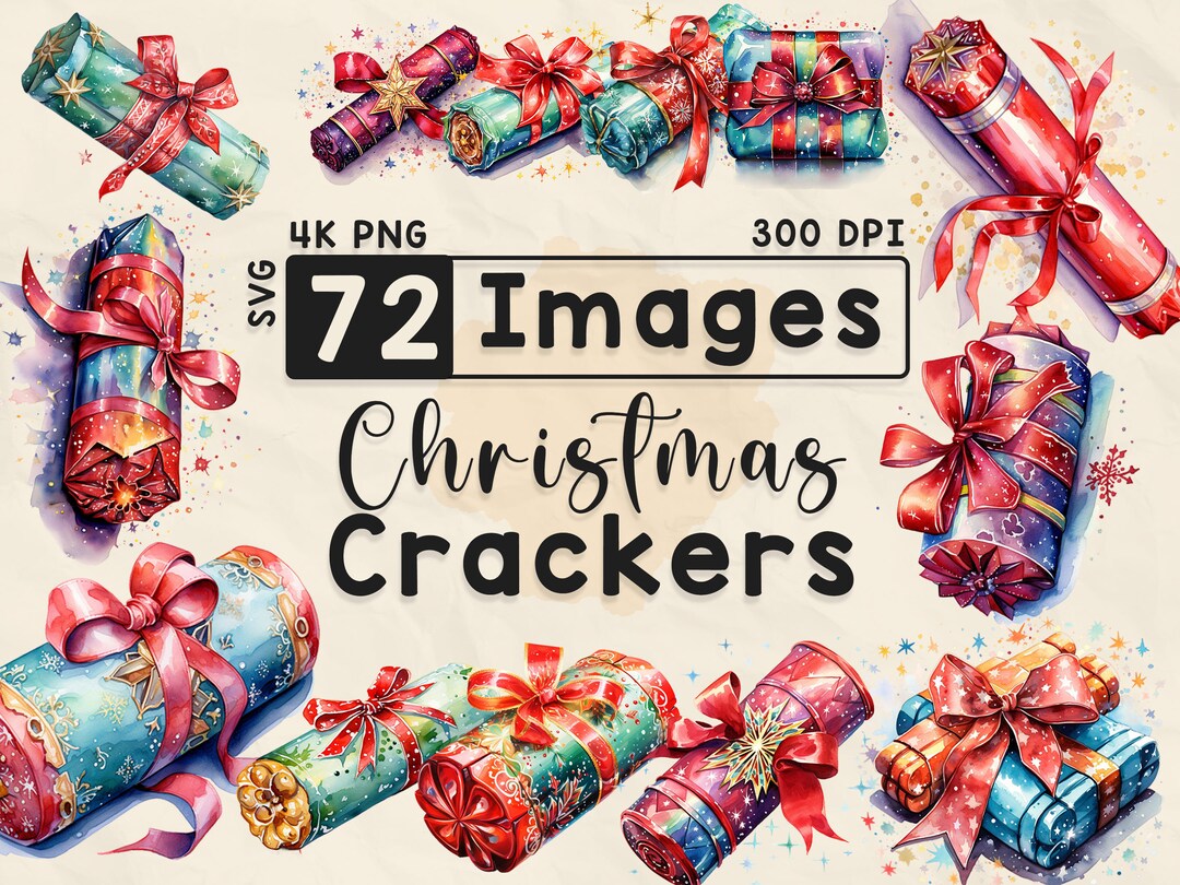 Christmas Crackers Clipart, Watercolor Clipart, Festive Season ...