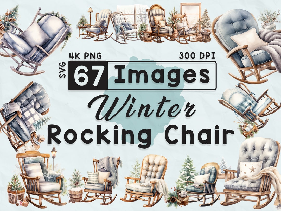 67 Winter Rocking Chair Clipart, Watercolor Clipart, Snow Season ...