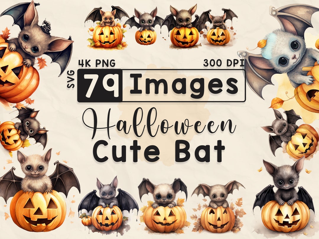79 Halloween Spooky Bat Clipart, Watercolor Clipart, Halloween PNG ...