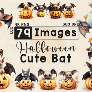 79 Halloween Spooky Bat Clipart, Watercolor Clipart, Halloween PNG ...