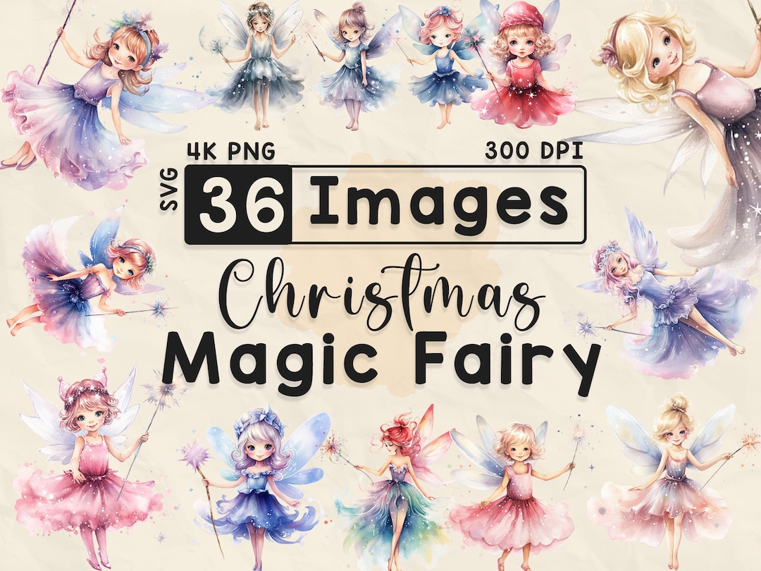 Christmas Magic Fairy Clipart, Watercolor Clipart, Christmas PNG ...
