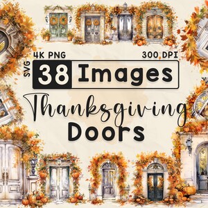 38 Thanksgiving Doors Clipart Watercolor Clipart Fall - Etsy