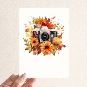56 Autumn Boho Camera, Watercolor Clipart, Fall Clipart, Scrapbook ...