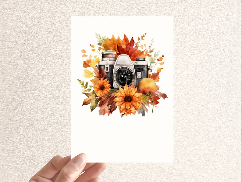 56 Autumn Boho Camera Watercolor Clipart Fall Clipart - Etsy