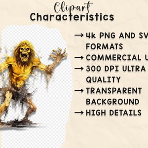 48 Spooky Halloween Zombie Caveman Clipart, Watercolor Clipart ...