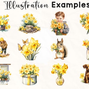 383 Daffodils Clipart Bundle, Watercolor Floral Clipart, Daffodil ...