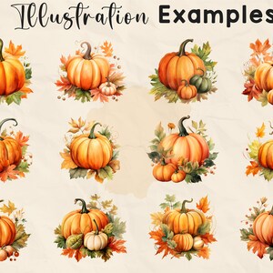 53 Autumn Pumpkin Clipart, Watercolor Clipart, Fall Season, Scrapbook ...
