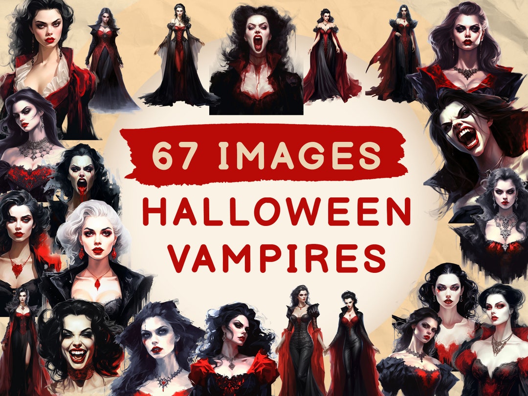 67 Halloween Gothic Vampire Clipart, Watercolor Clipart, Halloween PNG ...