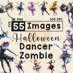 55 Spooky Halloween Zombie Dancer Clipart, Watercolor Clipart ...
