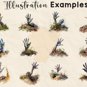 103 Halloween Zombie Hand Clipart, Watercolor Clipart, Halloween PNG ...