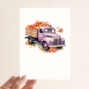77 Autumn Truck With Pumpkin Clipart, Watercolor Clipart, Fall Season ...