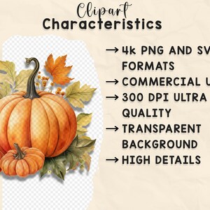 53 Autumn Pumpkin Clipart, Watercolor Clipart, Fall Season, Scrapbook ...
