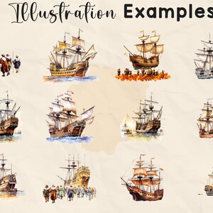 37 Thanksgiving Mayflower Ship Clipart, Watercolor Clipart, Fall Season ...