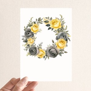 296 Yellow and Grey Roses Clipart Bundle, Watercolor Floral Clipart ...