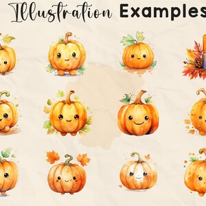 107 Autumn Cute Pumpkin Clipart, Watercolor Clipart, Fall Season ...
