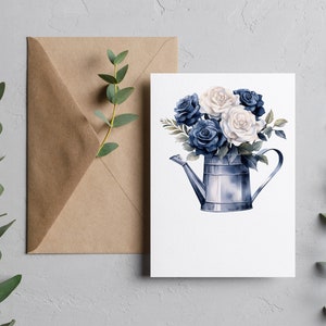 296 Navy and Silver Roses Clipart Bundle, Watercolor Floral Clipart ...