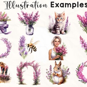 398 Heathers Clipart Bundle, Watercolor Floral Clipart, Heather Clipart ...
