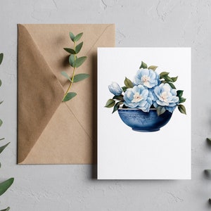 303 Blue Camellias Clipart Bundle, Watercolor Floral Clipart, Camellia ...