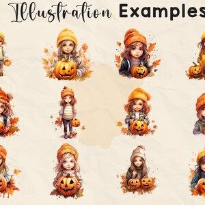 65 Halloween Cute Girl Clipart, Watercolor Clipart, Halloween PNG ...