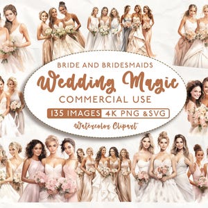 135 Bride and Bridesmaids Clipart Bundle, Bridesmaids Clipart ...