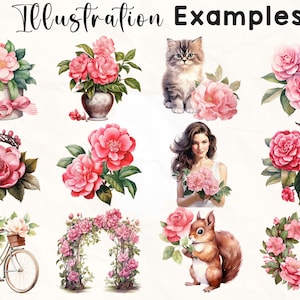 399 Camellias Clipart Bundle, Watercolor Floral Clipart, Camellia ...
