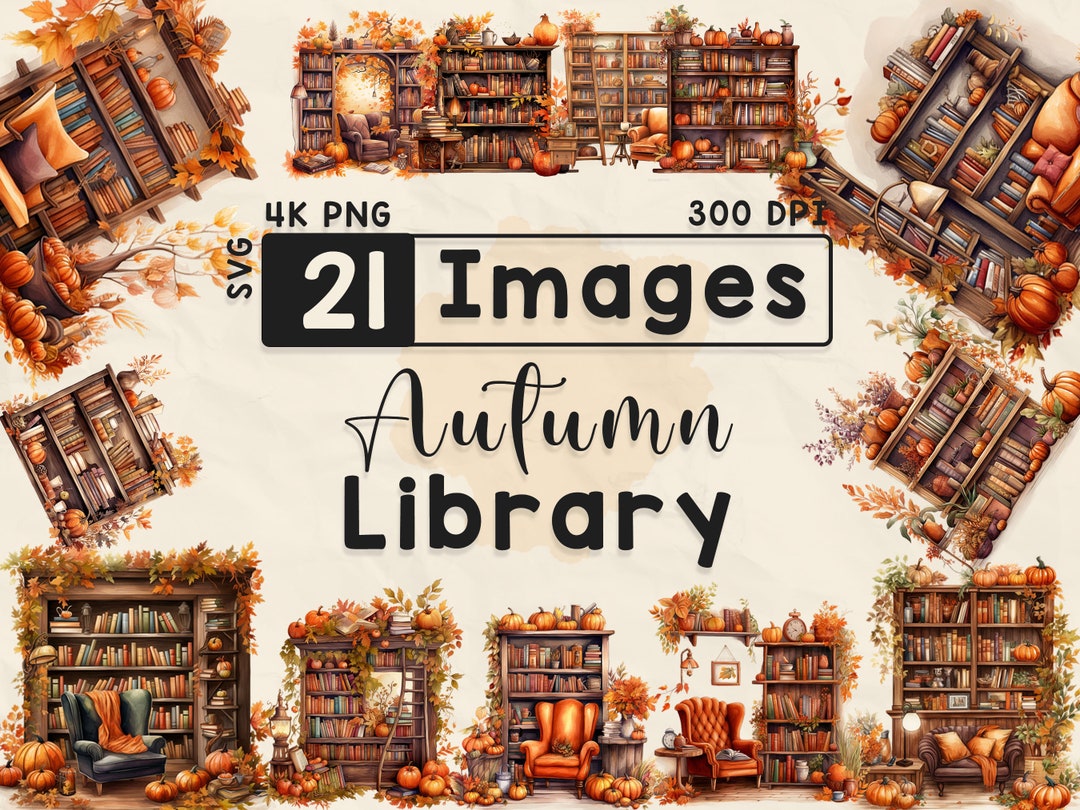 21 Autumn Library Clipart, Watercolor Clipart, Fall Season, Scrapbook ...