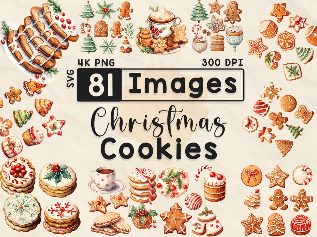 Christmas Cookies Clipart, Watercolor Clipart, Christmas PNG ...