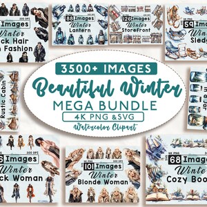 3500+ Winter MEGA BUNDLE Clipart, Watercolor Clipart, Winter Png ...